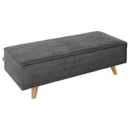 Hocker Tom Tailor HOME "NORDIC CHIC" Gr. B/H/T: 137cm x 42cm x 61cm, Vintage Webstoff TUS, grau (soft graphite tus 9) Polsterhocker mit Kedernaht, Breite 137 cm, Füße Buche natur