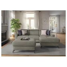 Sit & More Ecksofa SIT & MORE "Scarlett L-Form", grau (hellgrau), B:258cm T:172cm, Sofas, inklusive Kopfteilverstellung, wahlweise mit Bettfunktion, Bettkasten