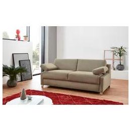 Schlafsofa Bali "Viola" Sofas Gr. 140cm x 200cm, Kaltschaummatratze, Ideal: Ergoflex Lattenrost mit Sensoformmatratze, beige mit Seitenkissen