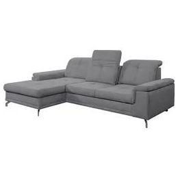 Ecksofa WERK2 "Meran L-Form" Sofas Gr. B/H/T: 270cm x 104cm x 170cm, Struktur weich, Recamiere links, Schlaffunktion, Bettkasten, verstellbare Kopfteile, Sitztiefenverstellung, grau Schlafsofa mit Sitztiefenverstellung & verstellbaren Kopfteilen