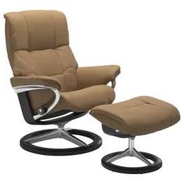 Relaxsessel stressless "Mayfair" Sessel Gr. Leder PALOMA, Signature Base Schwarz, Relaxfunktion-Drehfunktion-PlusTMSystem-Gleitsystem-BalanceAdaptTM, B/H/T: 79cm x 102cm x 73cm, braun (taupe paloma) mit Hocker, Signature Base, Größe S, M & L, Gestell Schwarz