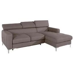 Ecksofa COTTA "Sammy L-Form" Sofas Gr. B/H/T: 226cm x 74cm x 169cm, Struktur, Recamiere rechts, mit Kopfteilverstellung, braun inklusive Kopfteilverstellung, wahlweise mit Bettfunktion