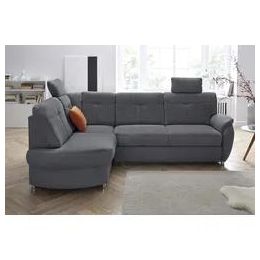 Sit & More Ecksofa SIT & MORE "Sonoma L-Form" Sofas Gr. B/H/T: 246cm x 91cm x 176cm, Luxus-Microfaser ALTARA NUBUCK, Ottomane links, mit Bettfunktion, grau (dunkelgrau) wahlweise mit Bettfunktion und Bettkasten