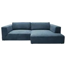 Ecksofa Tom Tailor HOME "Big Cube Style" Sofas Gr. B/H/T: 240cm x 83cm x 160cm, Cord TRI, Recamiere rechts, blau (azure tri 106) mit cleanen Stegkissen, extra große Sitztiefe, Breite 240cm