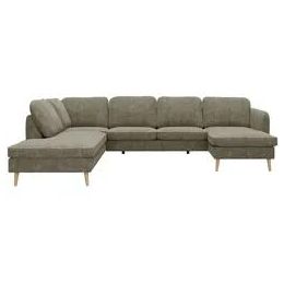 Wohnlandschaft Inosign "Ikano" Sofas Gr. B/H/T: 295cm x 80cm x 205cm, Flachgewebe, Ottomane links, braun Massivholz Konstruktion, Wellenunterfederung im Sitz