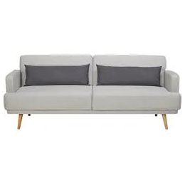 3-Sitzer Salesfever Sofas Gr. B/H/T: 214cm x 83cm x 86cm, Webstoff, mit Schlaffunktion, inkl. Zierkissen, grau (grau, anthrazit, natur) mit Schlaffunktion, inkl. Zierkissen