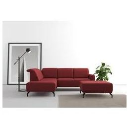 Sit & More Ecksofa SIT & MORE "Bailando L-Form" Sofas Gr. B/H/T: 249cm x 84cm x 205cm, Luxus-Microfaser ALTARA NUBUCK, Ottomane links, ohne Kopfteilverstellung-ohne Vorziehsitz, rot (bordeaux) wahlweise mit Kopfteilverstellung und Vorziehsitz, motorisch