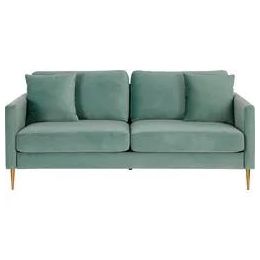 3-Sitzer COSMOLIVING BY COSMOPOLITAN "Highland" Sofas Gr. B/H/T: 184cm x 81cm x 85cm, Veloursstoff, grün (mintgrün) pflegeleichter Veloursbezug, Sitz und Rücken gepolstert, Sitzhöhe 46cm