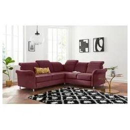 Sit & More Ecksofa SIT & MORE "Darwin L-Form", rot (bordeaux), B:249cm T:229cm, Sofas, inklusive Federkern, wahlweise mit Kopfteilverstellung, Bettfunktion