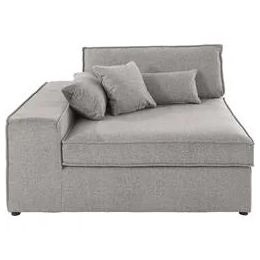 Sofaelement RAUM.ID "Enid", grau (hellgrau), B:128cm H:75cm, Baumwollmix (60% Baumwolle/40% Leinen), Struktur fein (100% Polyester), Samtoptik (100% Polyester), Samtvelours (100% Polyester), Struktur (100% Polyester), Struktur recycelt (100% recyceltes Polyester), Polsterelemente, als Teil eines Modulsofas, fester Sitzkomfort