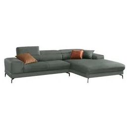 Ecksofa W.Schillig "piedroo" Sofas Gr. B/H/T: 303cm x 70cm x 193cm, Chenille-Flachgewebe R66, Longchair rechts, mit Kopfteilverstellung-mit motorischer Sitztiefenverstellung, blau (niagara r66) Ecksofa Kopfteilverstellung, wahlweise mit Sitztiefenverstellung, Breite 303cm