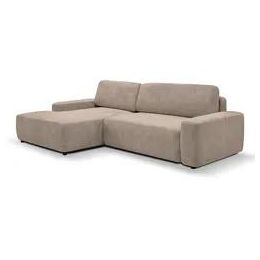 Ecksofa WERK2 "Bully L-Form" Sofas Gr. B/H/T: 264cm x 82cm x 162cm, Struktur weich, Recamiere links, Schlaffunktion und Bettkasten, beige Curvy Trend Ecksofa mit Schlaffunktion in weichem Cord