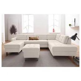 Sit & More Wohnlandschaft SIT & MORE "Picasso U-Form" Sofas Gr. B/H/T: 294cm x 80cm x 196cm, Struktur fein, Ottomane rechts, mit Bettfunktion, beige (linen) wahlweise mit Bettfunktion und Bettkasten