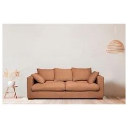 2-Sitzer Home Affaire "Coray" Sofas Gr. B/H/T: 175 cm x 80 cm x 113 cm, Cord, braun (light brown) extra weich und kuschelig, Füllung mit Federn Daunen