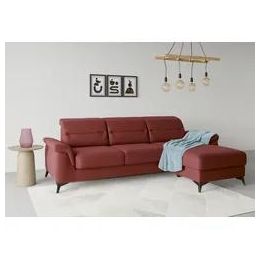 Sit & More Ecksofa SIT & MORE "Sinatra L-Form" Sofas Gr. B/H/T: 258cm x 85cm x 170cm, Luxus-Microfaser ALTARA NUBUCK, Recamiere rechts, Ohne Kopfteilverstellung-Ohne Armteilfunktion-Ohne Bettfunktion-Ohne Bettkasten, rot (bordeaux) mit Recamiere, optional Kopfteilverstellung und Armteilfunktion