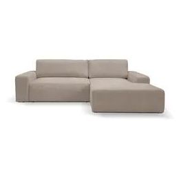 Ecksofa WERK2 "Hugo-L L-Form" Sofas Gr. B/H/T: 267cm x 85cm x 167cm, Cord, Recamiere rechts, Schlaffunktion und Bettkasten, grau (hellgrau/beige) Design Ecksofa in Cord mit Schlaffunktion & Bettkasten