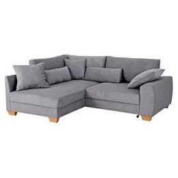 Ecksofa Home Affaire "Helena II DuraSpring" Sofas Gr. B/H/T: 227 cm x 88 cm x 190 cm, Luxus-Microfaser weich, Ottomane links, ohne Bettfunktion, grau mit Taschenfederkern, bis 140 kg belastbar, wahlweise Bett