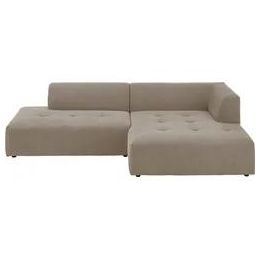 3-Sitzer ATLANTIC HOME COLLECTION "Leonardo" Sofas Gr. B/H/T: 269cm x 70cm x 153cm, Struktur weich, Ottomane rechts, beige (creme) Ottomane mit XXL-Liegefläche