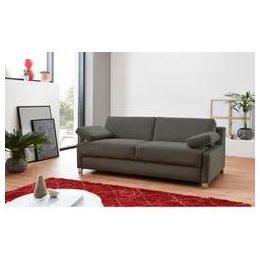 Schlafsofa Bali "Viola" Sofas Gr. 160cm x 200cm, Kaltschaummatratze, Basic: Gitterrostunterfederung mit Kaltschaummatratze, grau mit Seitenkissen