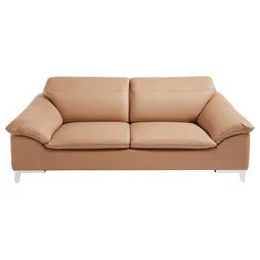 2-Sitzer COTTA "Teresa", braun (cappuccino), B:222cm H:84cm T:109cm, Luxus-Kunstleder, NaturLEDER (echtes Rindsleder), Sofas, Frei im Raum stellbar