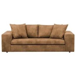 2-Sitzer Andas "SLEETLAND XXL in Samtvelours oder Vintage-Leder-Optik" Sofas Gr. B/H/T: 230 cm x 72 cm x 113 cm, Kunstleder, braun (cognac) besonders groß und bequem