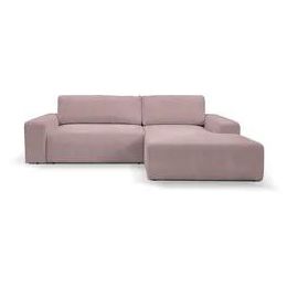 Ecksofa WERK2 "Hugo-L L-Form" Sofas Gr. B/H/T: 267cm x 85cm x 167cm, Cord, Recamiere rechts, Schlaffunktion und Bettkasten, rosa (rose) Design Ecksofa in Cord mit Schlaffunktion & Bettkasten