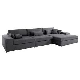 Ecksofa RAUM.ID "Enid L-Form" Sofas Gr. B/H: 360cm x 75cm, Struktur, Ottomane rechts, schwarz 3 Teile, bestehend aus Modulen, in vielen Bezügen, auch Breitcord