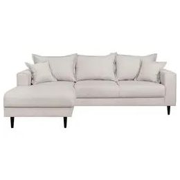 Ecksofa Home Affaire "VEYRAS L-Form" Sofas Gr. B/H/T: 230cm x 76cm x 150cm, Struktur, Ottomane links, beige hoher Sitzkomfort, incl. 2 Zierkissen mit Keder, BTH: 23015076 cm