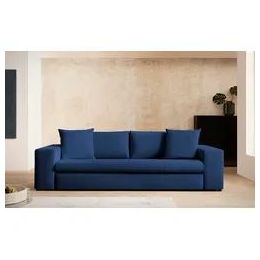 3-Sitzer Andas "SLEETLAND XXL in Samtvelours oder Vintage-Leder-Optik" Sofas Gr. B/H/T: 270 cm x 72 cm x 113 cm, Samtvelours, blau (navy blue) besonders groß und bequem