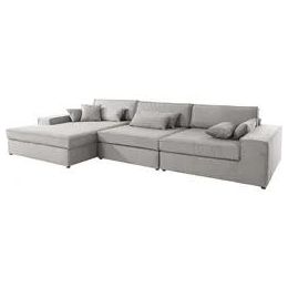 Ecksofa RAUM.ID "Enid L-Form" Sofas Gr. B/H: 360cm x 75cm, Struktur, Ottomane links, grau (hellgrau) 3 Teile, bestehend aus Modulen, in vielen Bezügen, auch Breitcord