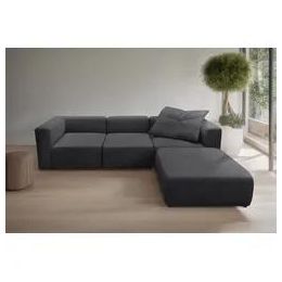 3-Sitzer Andas "Utvik kann individuell zusammengestellt werden" Sofas Gr. B/H/T: 301cm x 69cm x 108cm, Struktur weich, grau (anthrazit) Modulsofa, bestehend aus 2 Eck-, 1 Mittelelement und Hocker