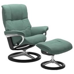 Relaxsessel stressless "Mayfair" Sessel Gr. Leder PALOMA, Signature Base Schwarz, Relaxfunktion-Drehfunktion-PlusTMSystem-Gleitsystem-BalanceAdaptTM, B/H/T: 83cm x 102cm x 74cm, grün (aqua paloma) mit Hocker, Signature Base, Größe S, M & L, Gestell Schwarz