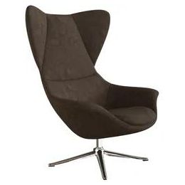 Ohrensessel FLEXLUX "Stilo Relaxsessel, TV-Sessel" Sessel Gr. Lederoptik, B/H/T: 90cm x 115cm x 88cm, braun (camel brown) Solitär, Stil-Ikone, drehbar, Fuß Aluminium