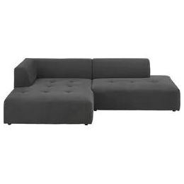 3-Sitzer ATLANTIC HOME COLLECTION "Leonardo" Sofas Gr. B/H/T: 269cm x 70cm x 153cm, Struktur weich, Ottomane links, grau (anthrazit) Ottomane mit XXL-Liegefläche