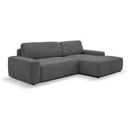 Ecksofa WERK2 "Bully L-Form" Sofas Gr. B/H/T: 264cm x 82cm x 162cm, Struktur weich, Recamiere rechts, Schlaffunktion und Bettkasten, grau (anthrazit) Curvy Trend Ecksofa mit Schlaffunktion in weichem Cord