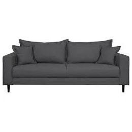 3-Sitzer Home Affaire "VEYRAS" Sofas Gr. B/H/T: 212cm x 76cm x 84cm, Struktur, grau (anthrazit) hoher Sitzkomfort, incl. 2 Zierkissen mit Keder, BTH: 2128476 cm