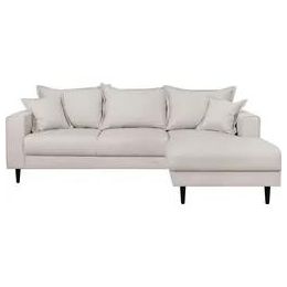 Ecksofa Home Affaire "VEYRAS L-Form" Sofas Gr. B/H/T: 230cm x 76cm x 150cm, Struktur, Ottomane rechts, beige hoher Sitzkomfort, incl. 2 Zierkissen mit Keder, BTH: 23015076 cm