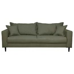 3-Sitzer Home Affaire "VEYRAS" Sofas Gr. B/H/T: 212cm x 76cm x 84cm, Struktur weich, grün hoher Sitzkomfort, incl. 2 Zierkissen mit Keder, BTH: 2128476 cm