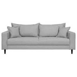 3-Sitzer Home Affaire "VEYRAS" Sofas Gr. B/H/T: 212cm x 76cm x 84cm, Struktur, grau (hellgrau) hoher Sitzkomfort, incl. 2 Zierkissen mit Keder, BTH: 2128476 cm