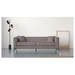 4-Sitzer Places of Style "MATTHEW B/T/H: 231/86/74 cm" Sofas Gr. B/H/T: 231 cm x 74 cm x 86 cm, Samt, grau (taupe) XXL, Steppung im Rücken, lose Sitzkissen, incl 2. Zierkissen