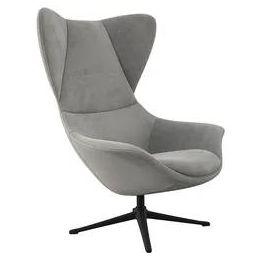 Ohrensessel FLEXLUX "Stilo Relaxsessel, TV-Sessel" Sessel Gr. Struktur, B/H/T: 90cm x 115cm x 88cm, grau (soft grey) Solitär, Stil-Ikone, drehbar, Fuß schwarz