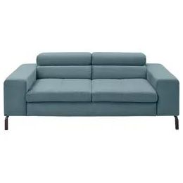 2-Sitzer Gallery M BRANDED BY MUSTERRING "Felicia Due" Sofas Gr. B/H/T: 192cm x 43cm x 111cm, Velour SAMT, mit Sitzvorzug manuell, blau (light blue) Wahlweise mit Sitzvorzug, inklusive Kopfteilverstellung