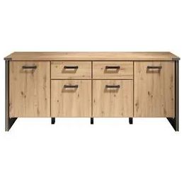 Sideboard Home Affaire "Mia", braun (artisan eiche nachbildung, matera nb), B:207cm H:88cm T:42cm, FSC-zertifizierter Holzwerkstoff, Sideboards, Echtholzoptik, Eiche, 207 cm breiter Schrank