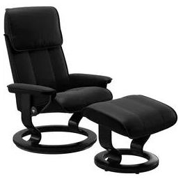 Relaxsessel stressless "Admiral", schwarz (schwarz batick), B:78cm H:98cm T:73cm, Leder BATICK: BATICK ist ein leicht korrigiertes, durchgefärbtes und genarbtes Möbelleder, bei dem die meisten Unebenheiten und Spuren in der Regel entfernt wurden., Sessel, mit Classic Base, Größe M & L, Gestell Schwarz