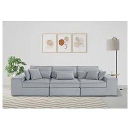 3-Sitzer RAUM.ID "Florid" Sofas Gr. B/H/T: 280cm x 75cm x 100cm, Struktur (recyceltes Polyester), silberfarben (silber) 3 Teile, bestehend aus Modulen, viele Bezugsqualitäten, auch in Cord