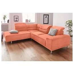 Sit & More Ecksofa SIT & MORE "Mariola L-Form" Sofas Gr. B/H/T: 263cm x 93cm x 234cm, Luxus-Microfaser ALTARA NUBUCK, Ottomane links, mit Sitztiefenverstellung-mit Kopfteilverstellung, orange (terrakotta) mit Federkern und Ottomane, inklusive Sitztiefenverstellung