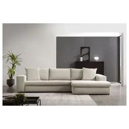 Ecksofa Andas "SLEETLAND XXL in Samtvelours oder Vintage-Leder-Optik, L-Form" Sofas Gr. B/H/T: 325 cm x 72 cm x 167 cm, Samtvelours, Recamiere rechts, lila (pearl) besonders groß und bequem