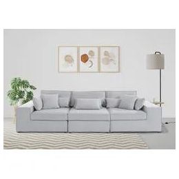 3-Sitzer RAUM.ID "Florid" Sofas Gr. B/H/T: 280cm x 75cm x 100cm, Struktur, grau (hellgrau) 3 Teile, bestehend aus Modulen, viele Bezugsqualitäten, auch in Cord