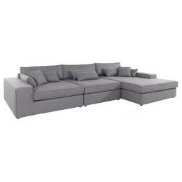 Ecksofa RAUM.ID "Enid L-Form" Sofas Gr. B/H/T: 360cm x 75cm x 190cm, Struktur fein, Ottomane rechts, grau (hellgrau) 3 Teile, bestehend aus Modulen, in vielen Bezügen, auch Breitcord