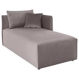 Ottomane Andas "Nöre", grau (hellgrau), B:90cm H:74cm T:172cm, Samtoptik (100% Polyester), Sofas, Modul - zum Zusammenstellen; in vielen Bezugsqualitäten und Farben